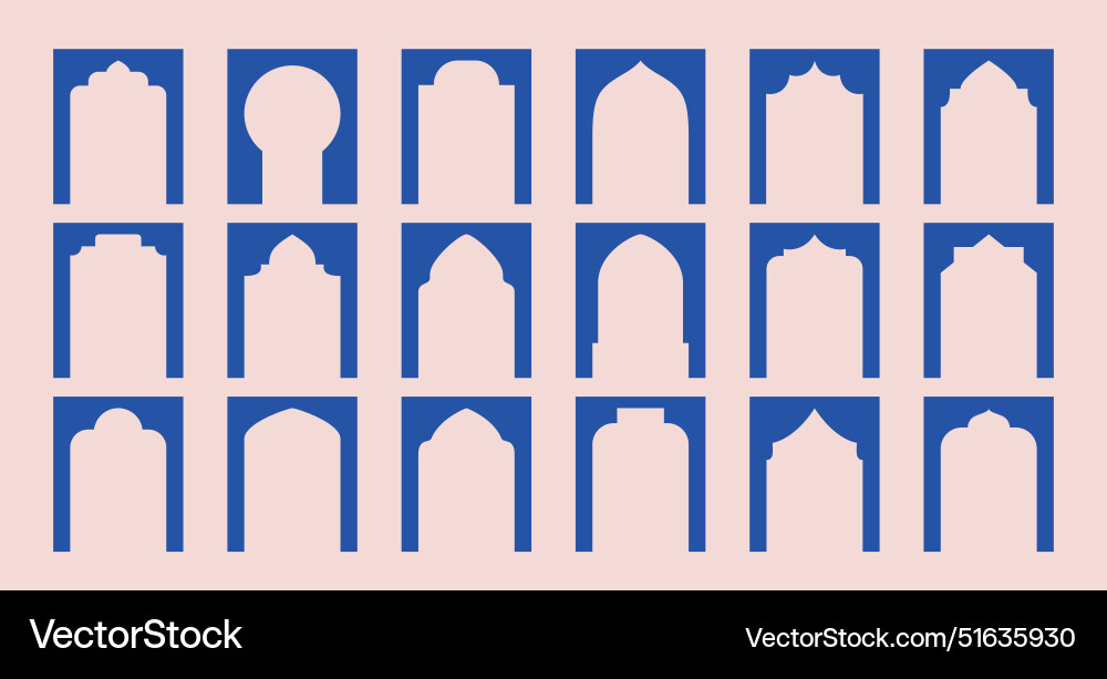 Arabic minimalist window shapes moroccan arche Vector Image