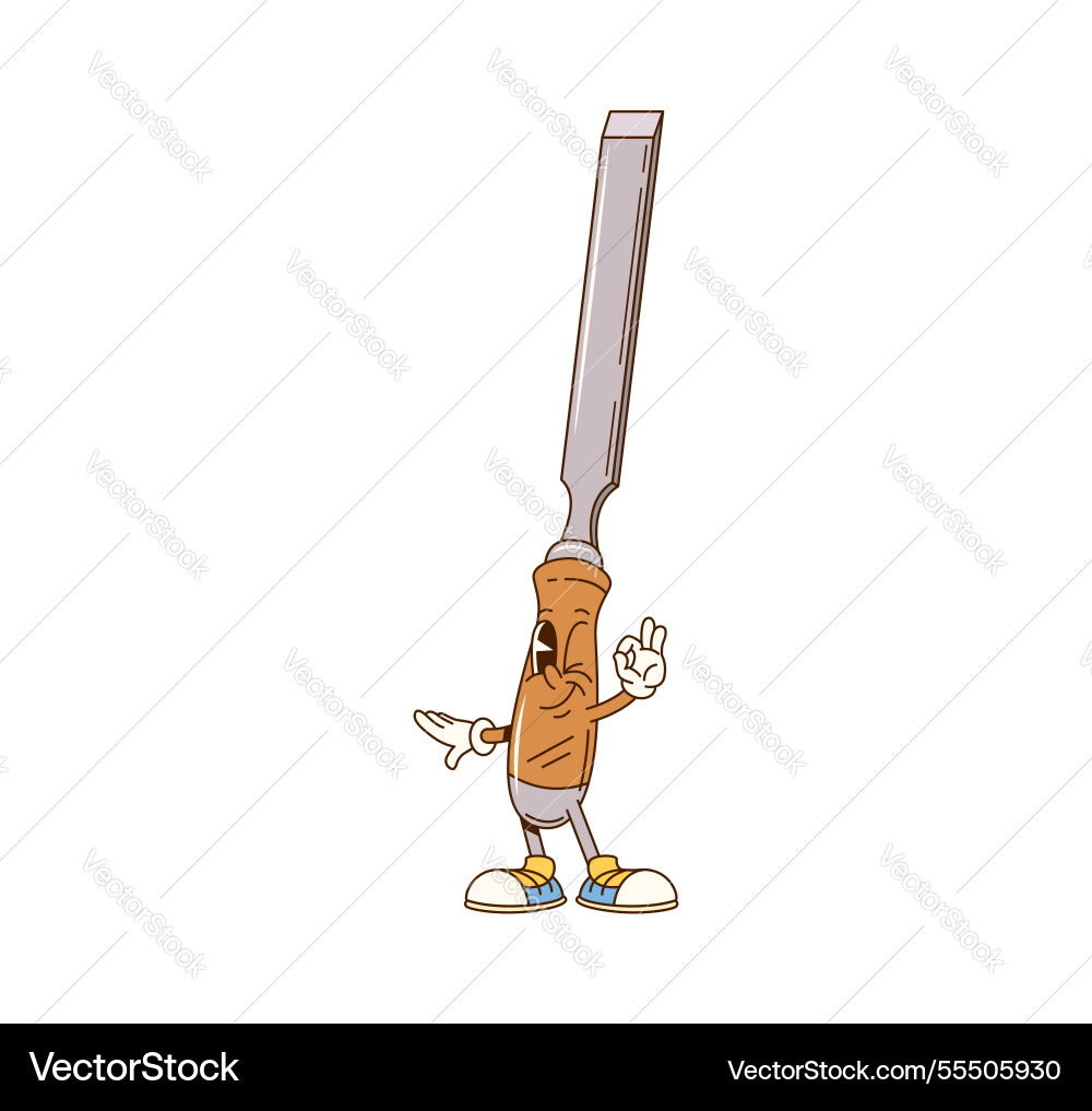 Cartoon groovy chisel character or diy work tool Vector Image