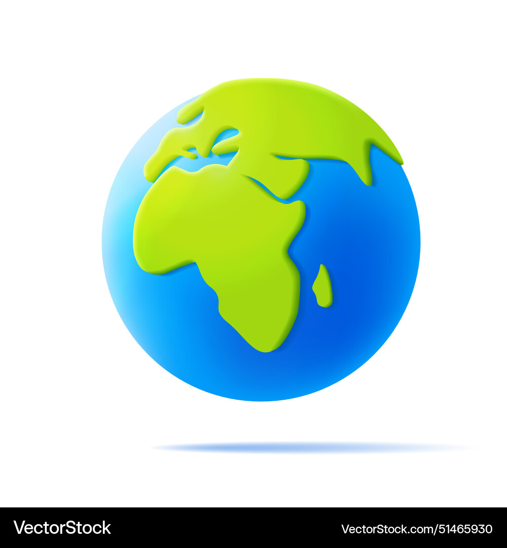 Cartoon planet earth 3d icon on white background Vector Image