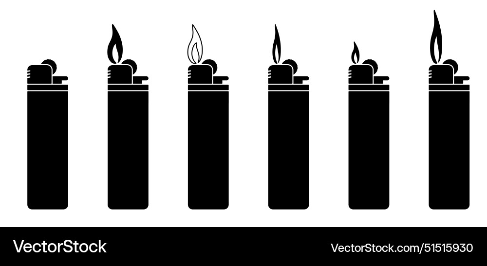 Cigarette lighter icon lighters logo fire symbol Vector Image