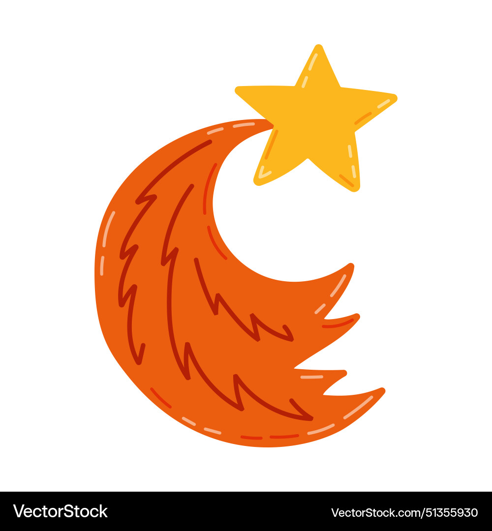 Cute hand drawn falling star with curly tail Vector Image