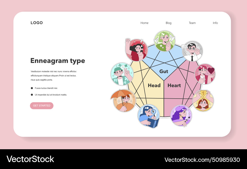 Enneagram type diagram flat Royalty Free Vector Image