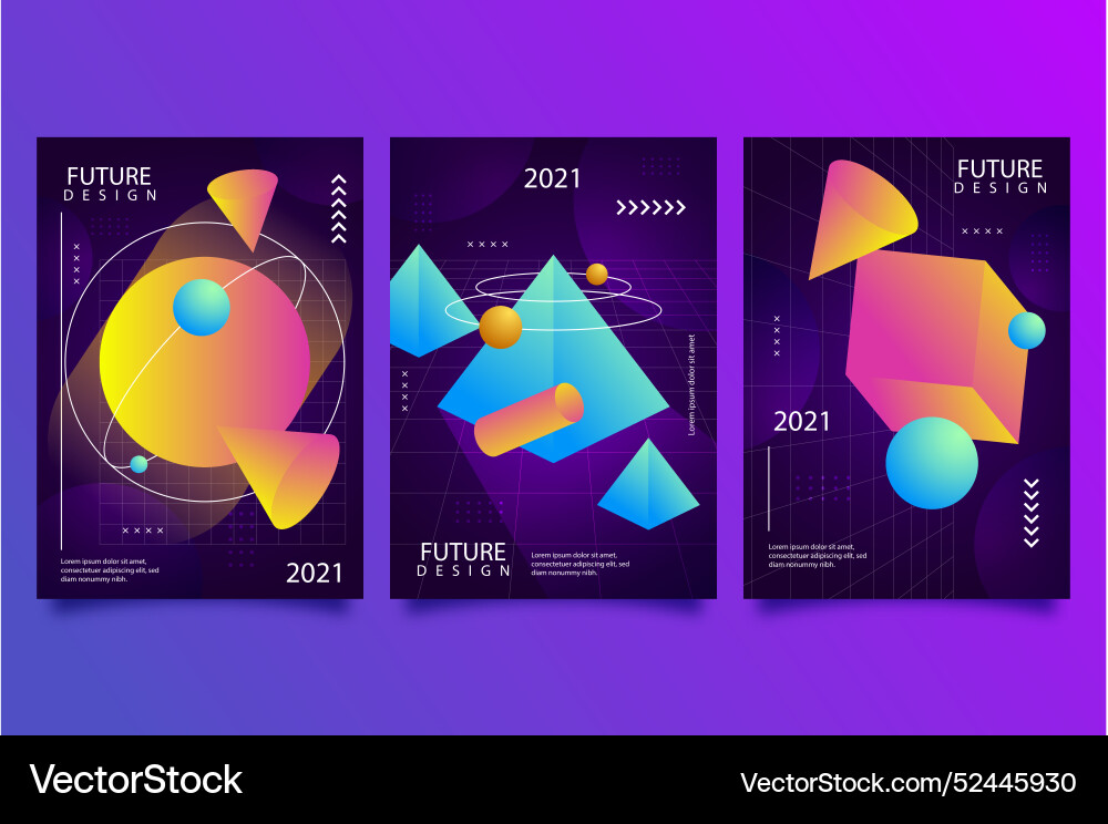 Gradient futuristic cover collection Royalty Free Vector