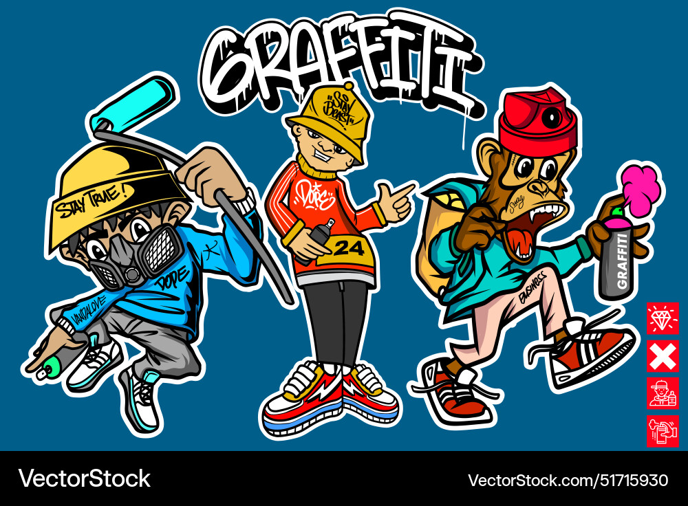 Graffiti Character Set Royalty Free Vector Image