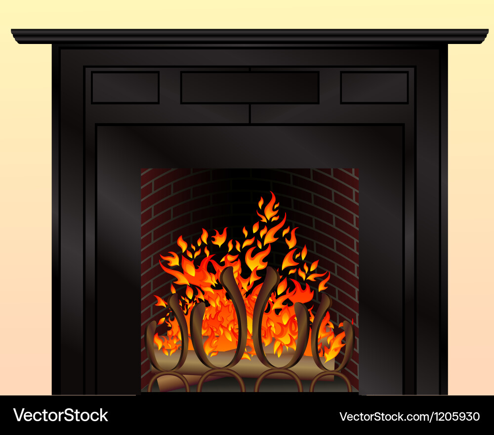 Isolated fireplace with burning fire Royalty Free Vector