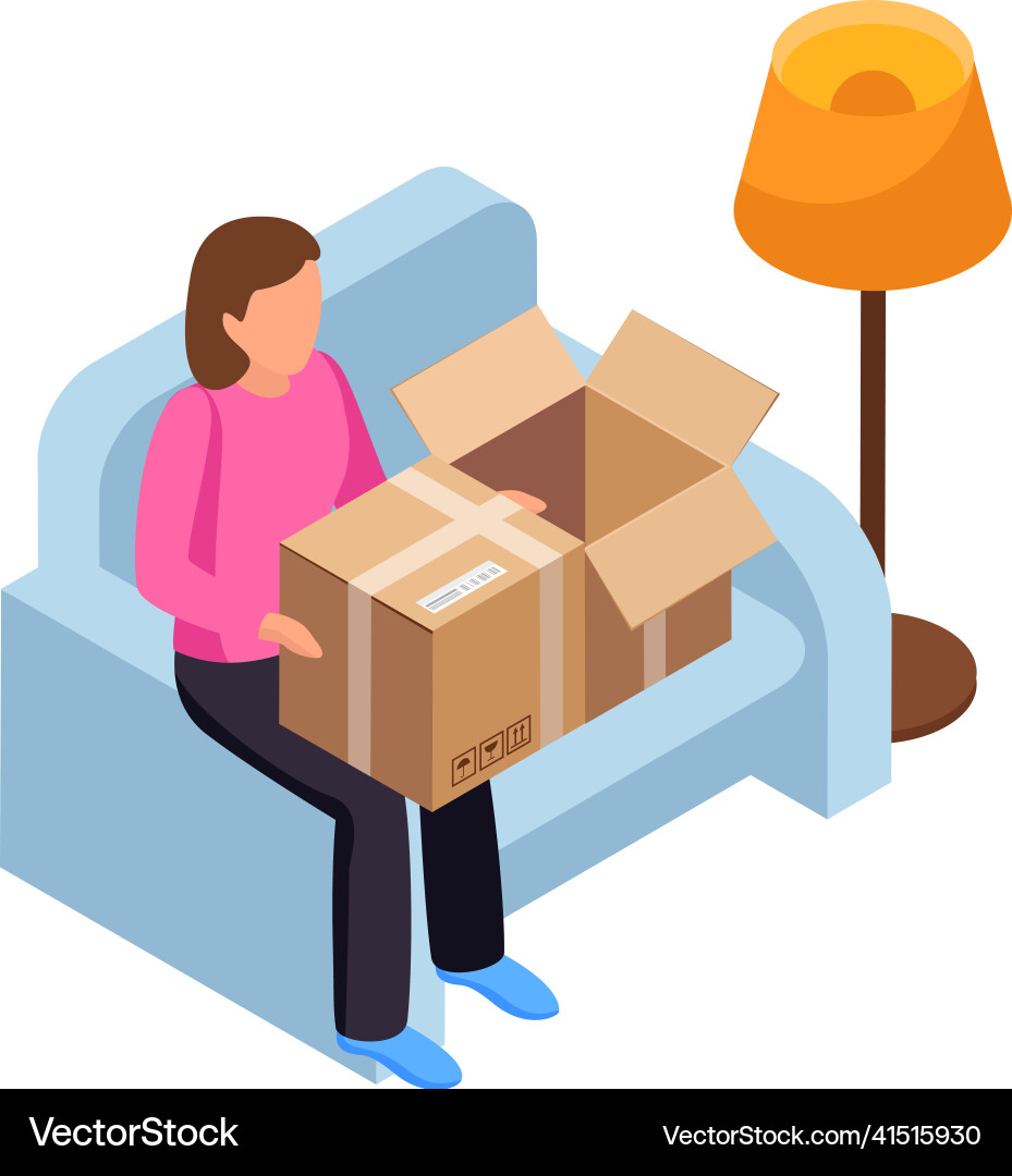 Isometric relocation icon Royalty Free Vector Image