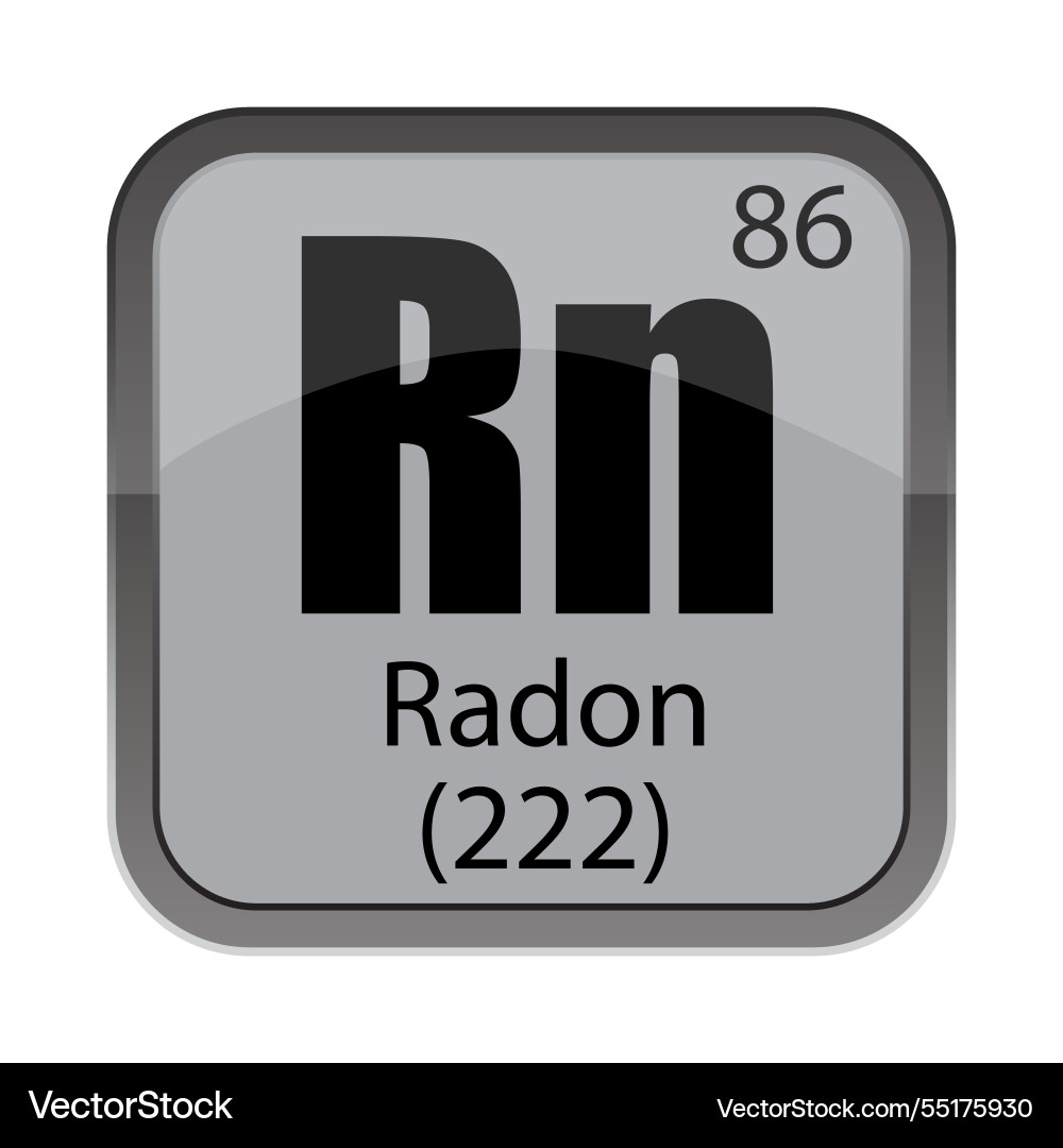 Rn radon 222 atomic 86 tile periodic element Vector Image