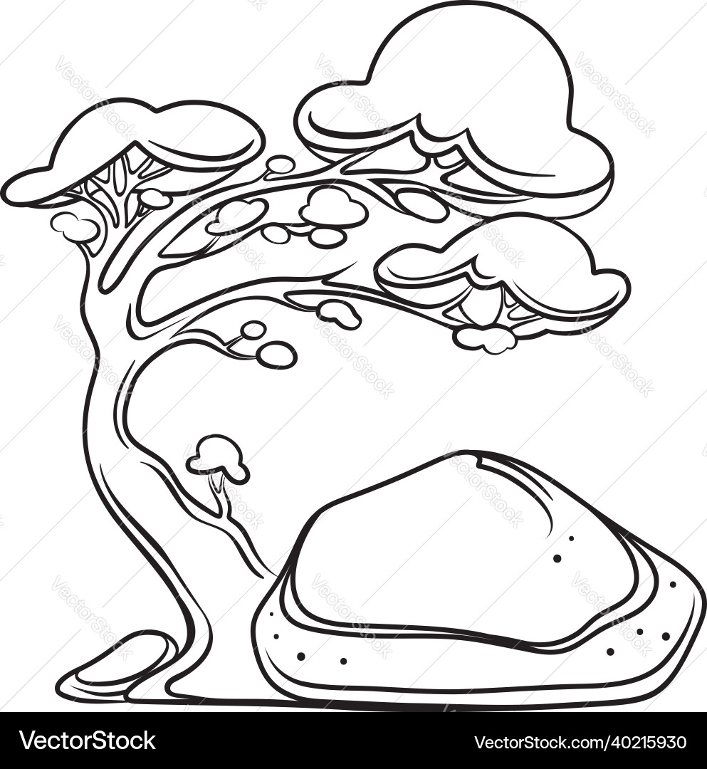 Stone with plant Royalty Free Vector Image - VectorStock