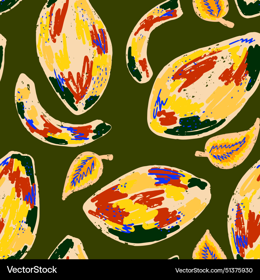 Texture mangoes tropical exotic pattern cartoon Vector Image