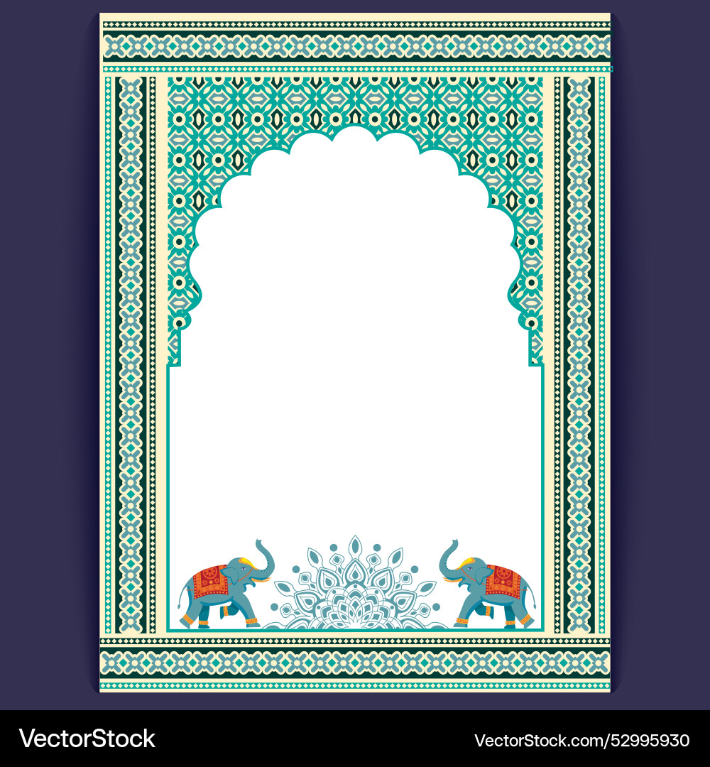 Traditional indian template with elephant border Vector Image