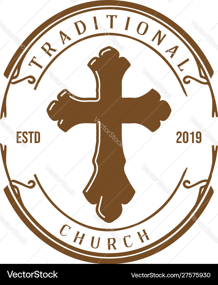 Vintage church logo design Royalty Free Vector Image
