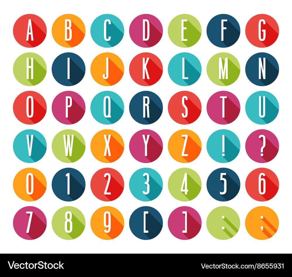 Alphabet Flat Icons Royalty Free Vector Image - VectorStock