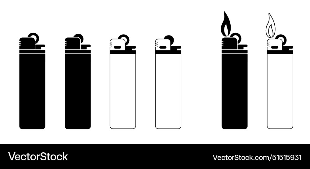Cigarette lighter icon lighters logo fire symbol Vector Image