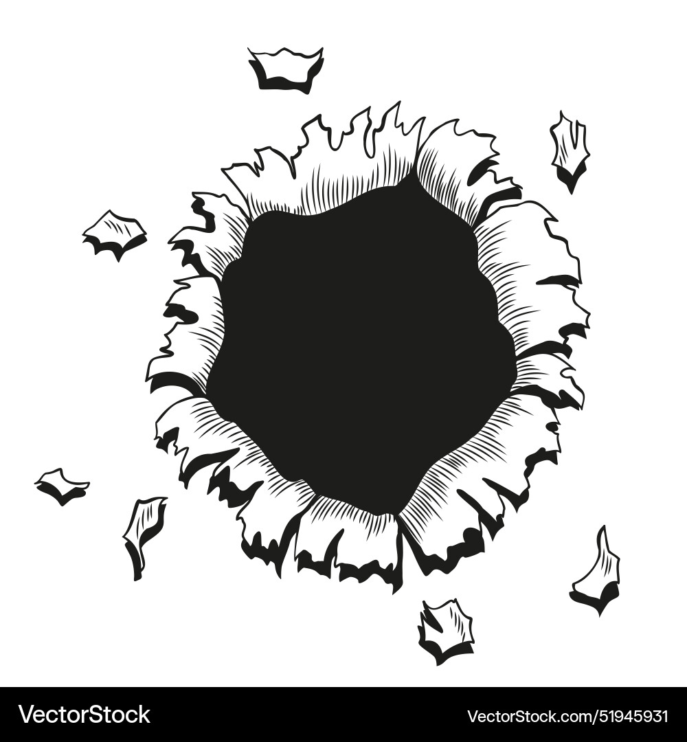 Comic book hole in coloring style paper Royalty Free Vector