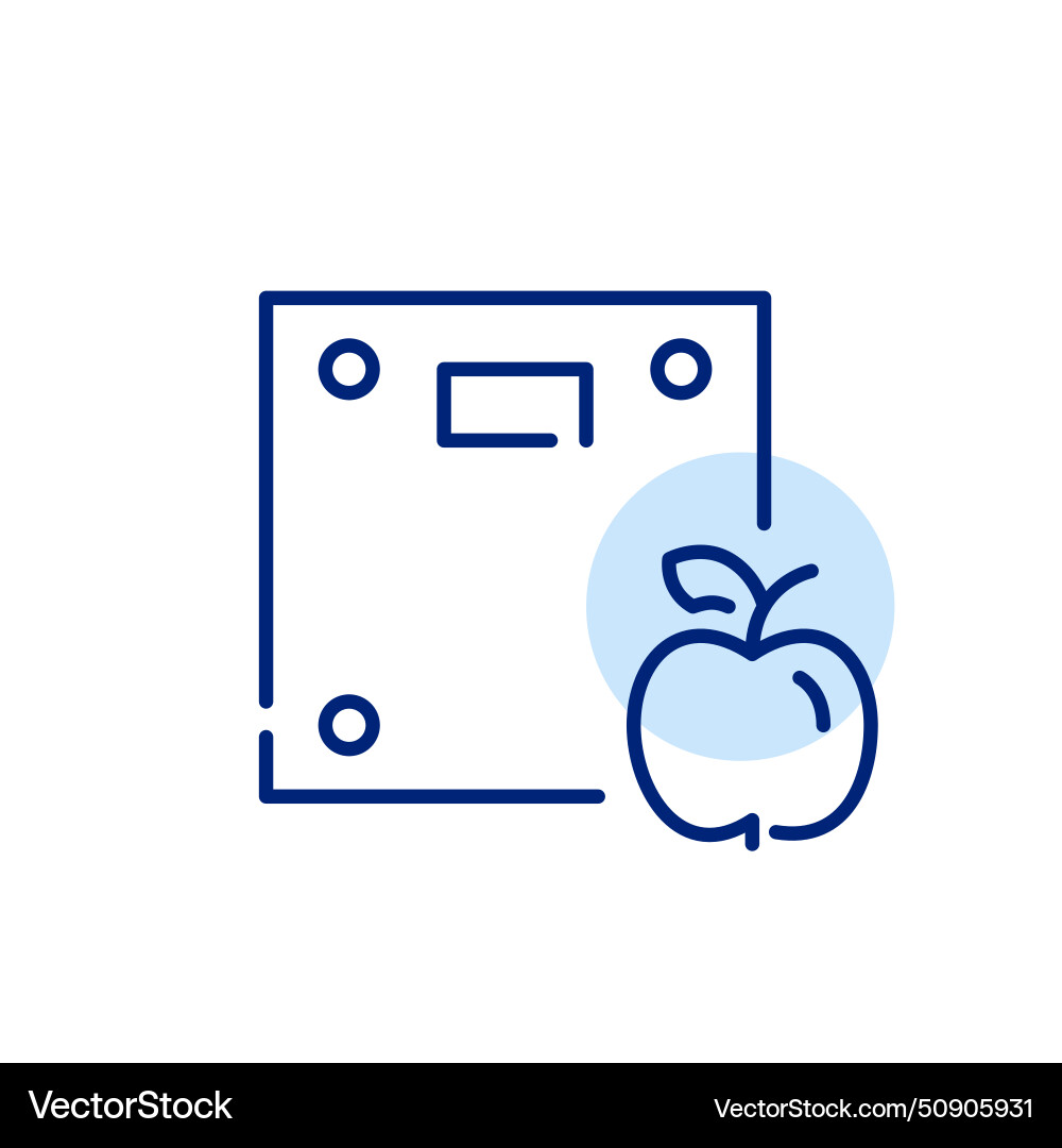 Floor scale and apple healthy weight management Vector Image