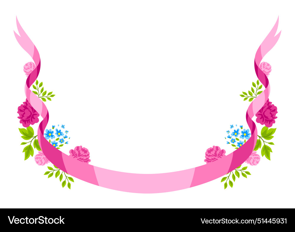 Frame with flowers and ribbon beautiful Royalty Free Vector