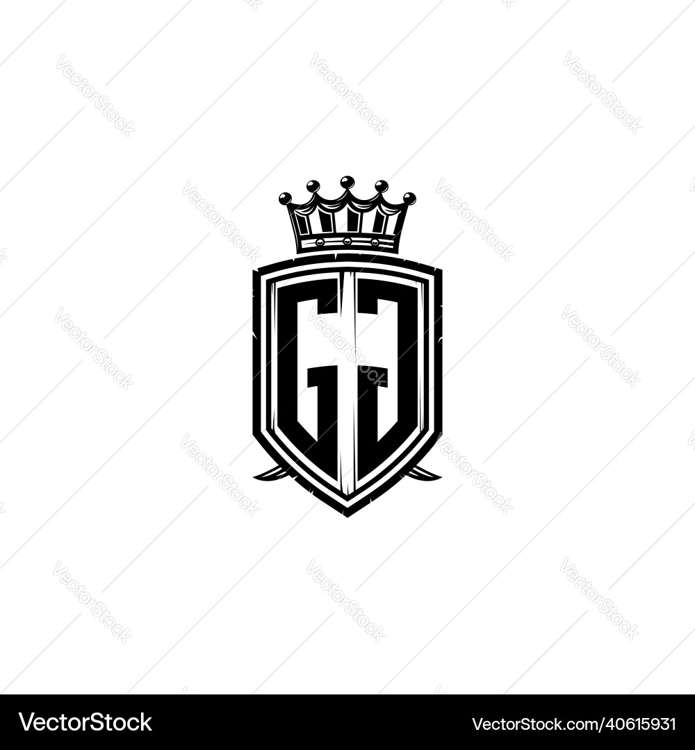 Gg logo monogram shield crown luxury design Vector Image