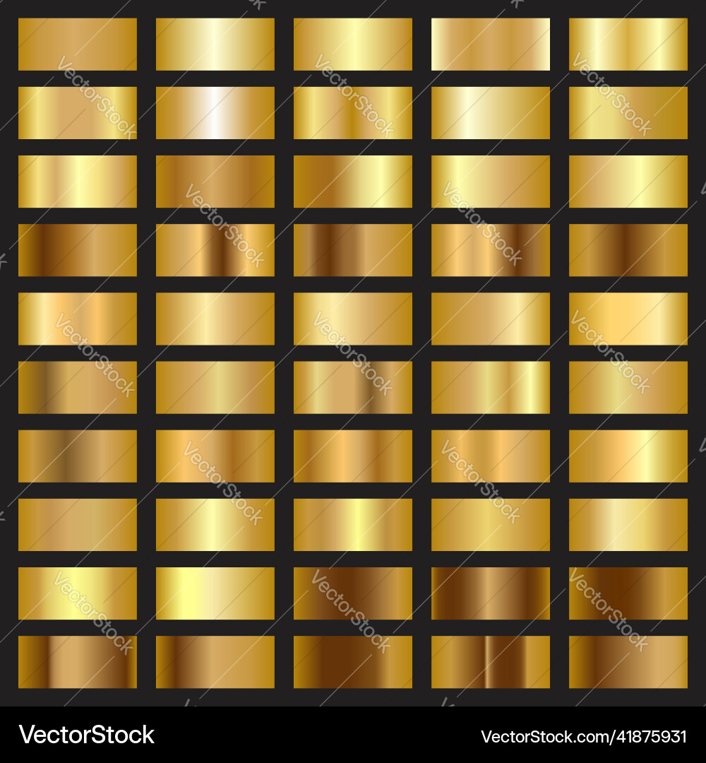 Gold foil gradient texture background set Vector Image