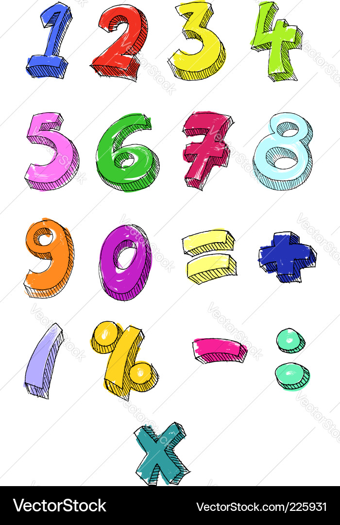 Handwritten Number Sketch Royalty Free Vector Image