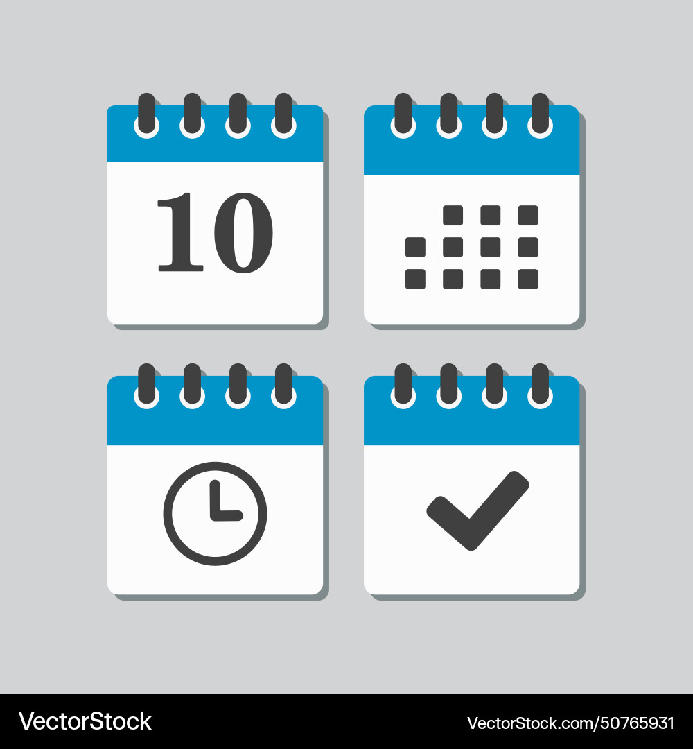 Icon calendar number 10 agenda app timer done Vector Image