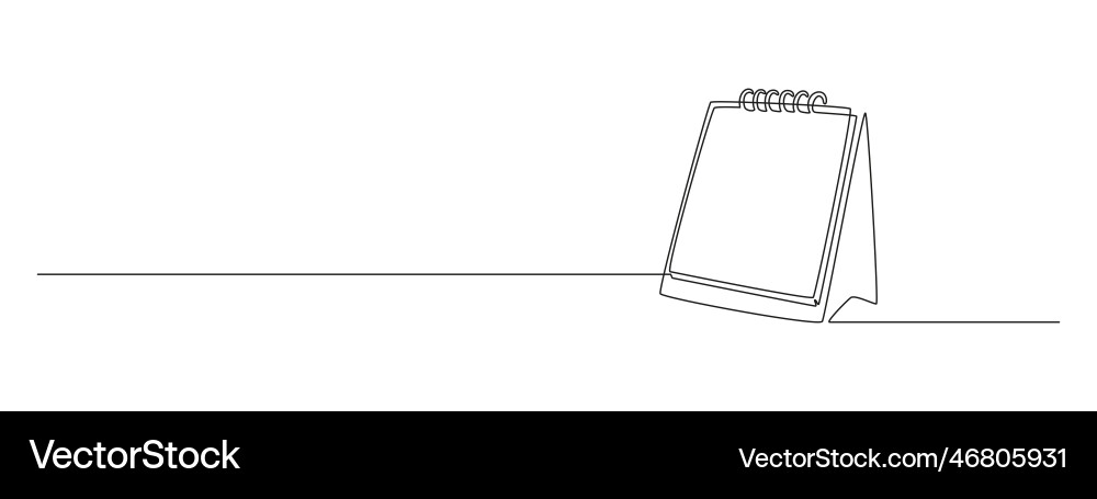 Loose-leaf calendar in one continuous line drawing