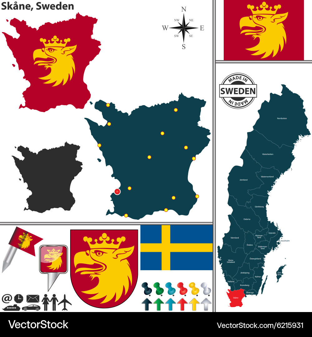 Map of skane Royalty Free Vector Image - VectorStock