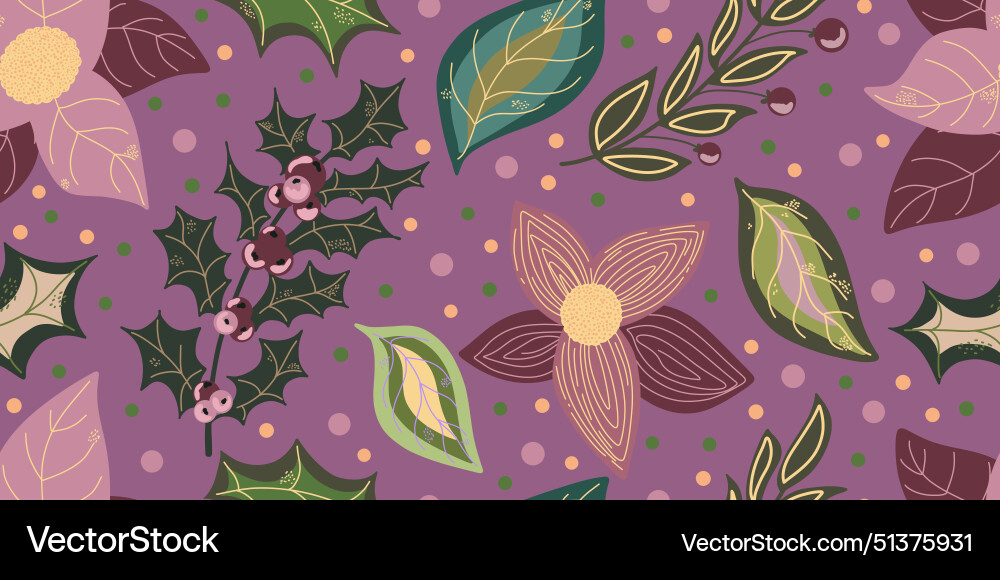 Plant organic pattern flat style hand drawn Vector Image