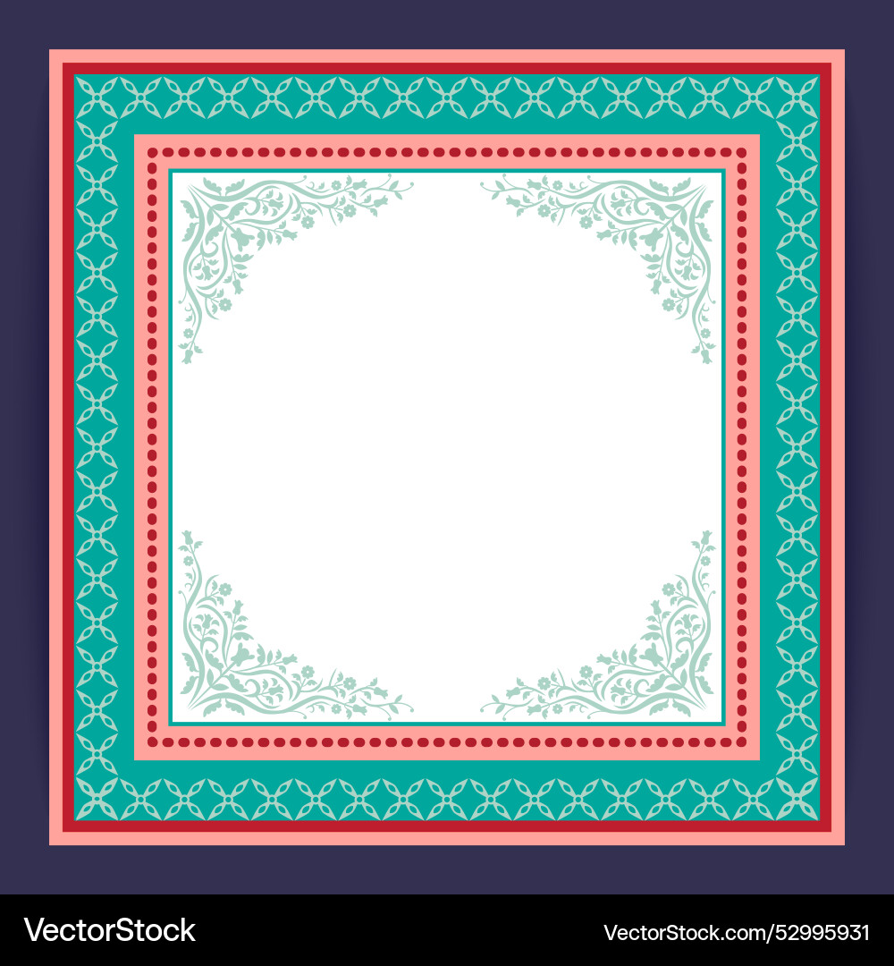 Square floral border template with elegant Vector Image