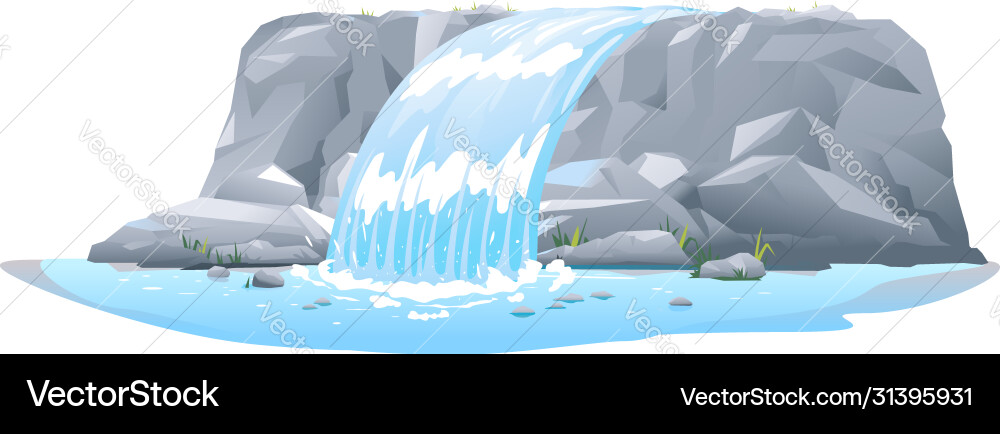 Waterfall in Rocky Stream - Side View Royalty Free Vector