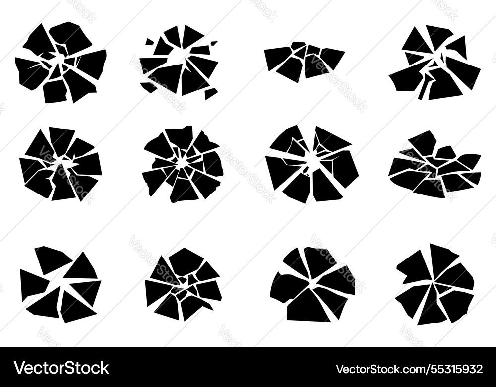 Bullet hole in glass wall and ground Royalty Free Vector