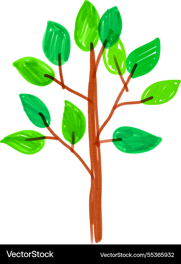Child drawing of tree Royalty Free Vector Image