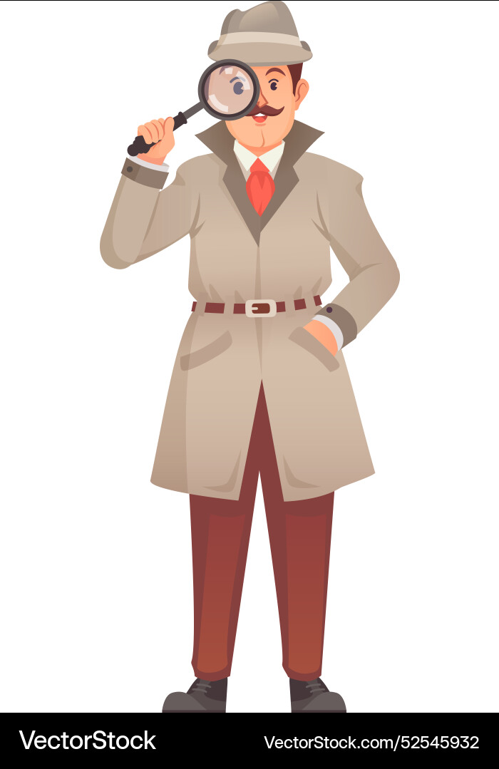Detective look through magnifying glass crime Vector Image