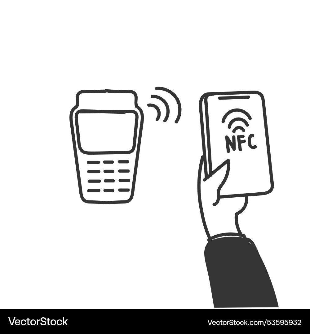 Doodle nfc device transaction related icon Vector Image