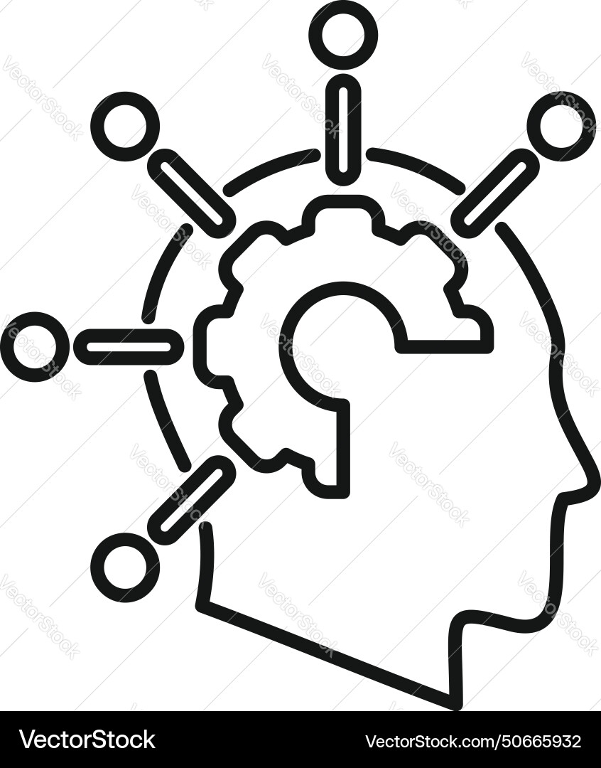 Gear brain solution icon outline mind Royalty Free Vector