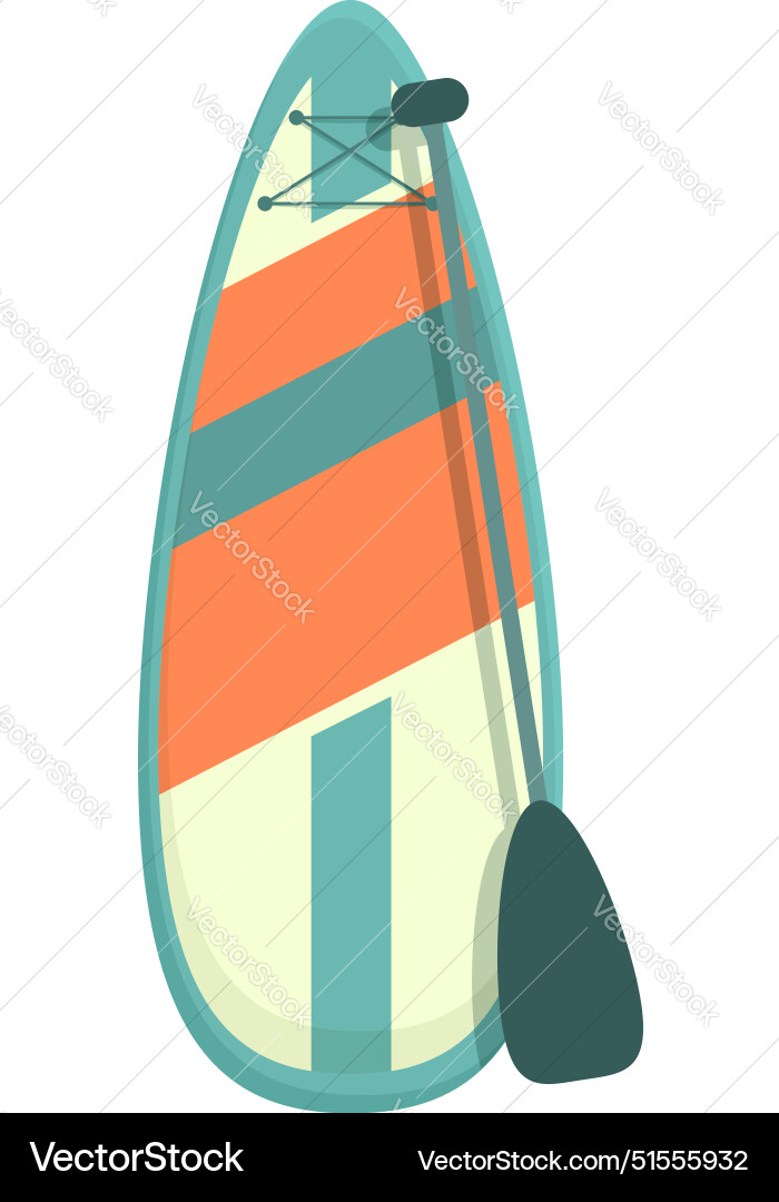 Orange and blue paddle board standing up Vector Image
