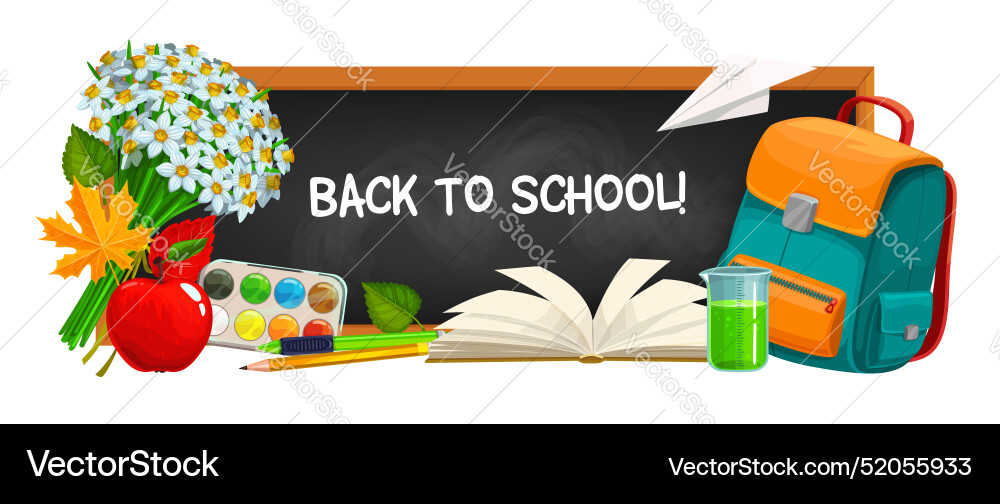 Back to school chalk writing on blackboard banner Vector Image