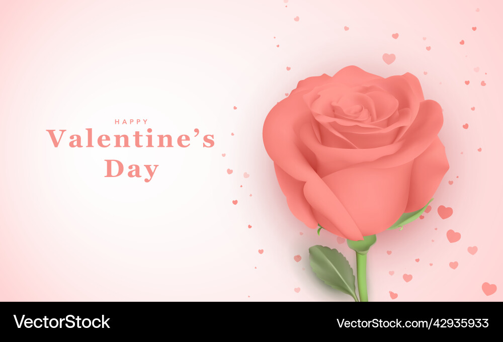 Beautiful greeting card with realistic rose Vector Image