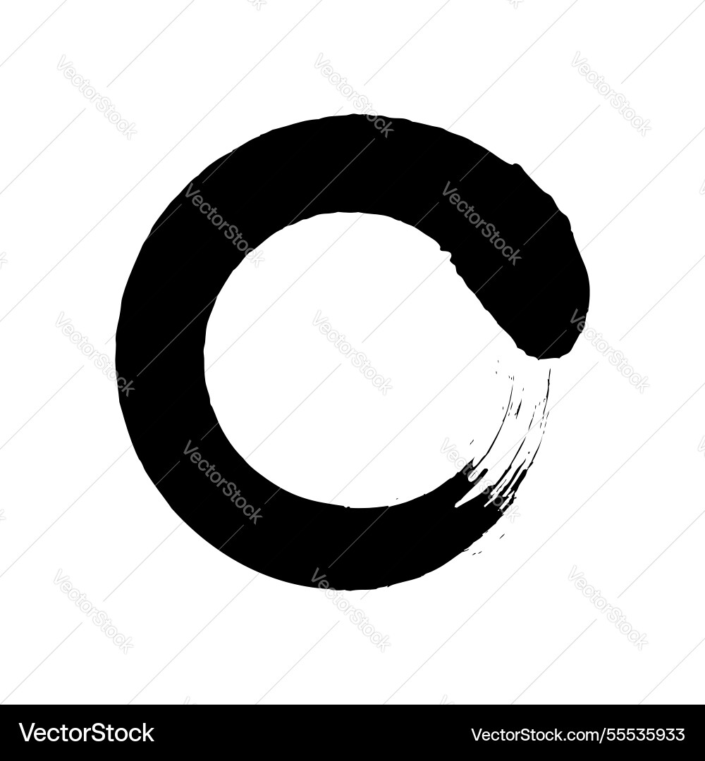 Black circle brush enso symbol smear shape Vector Image