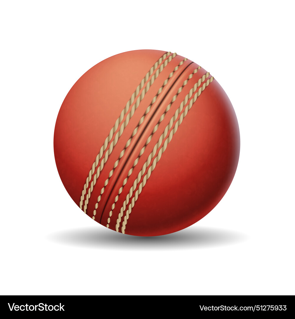 Cricket ball of red leather realistic Royalty Free Vector