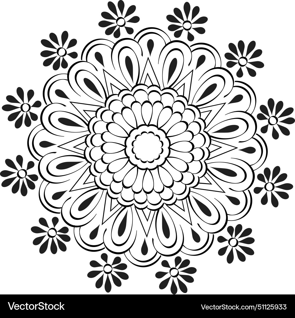 Elegant simple mandala line drawing for print Vector Image
