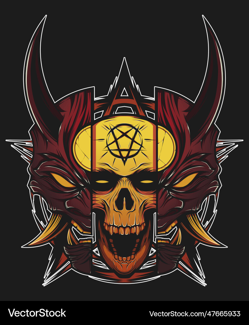 Japanese oni demon skull Royalty Free Vector Image