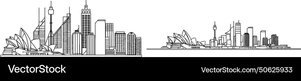 One line style city skyline Royalty Free Vector Image