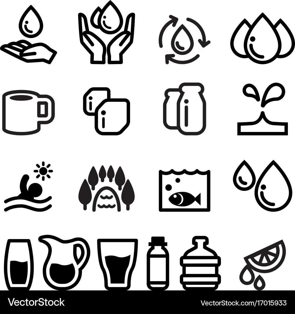 Water icon set Royalty Free Vector Image - VectorStock