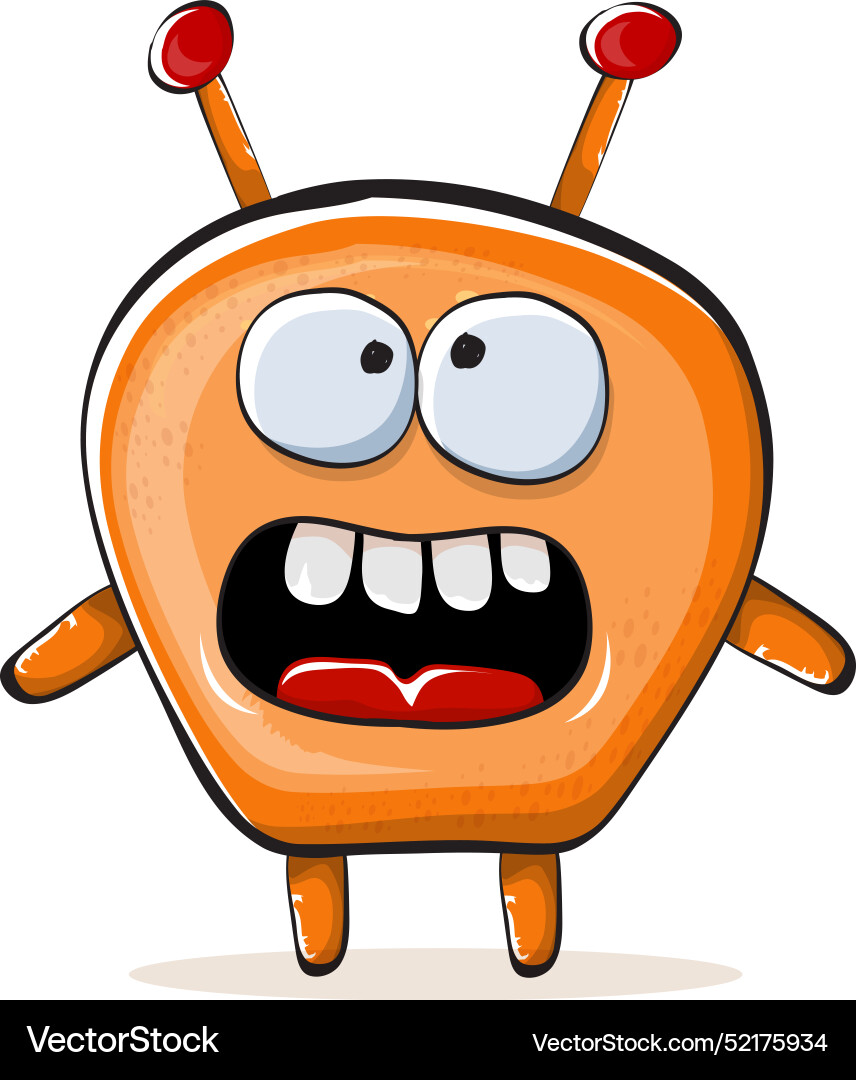 Cartoon funny orange alien monster isolated Vector Image