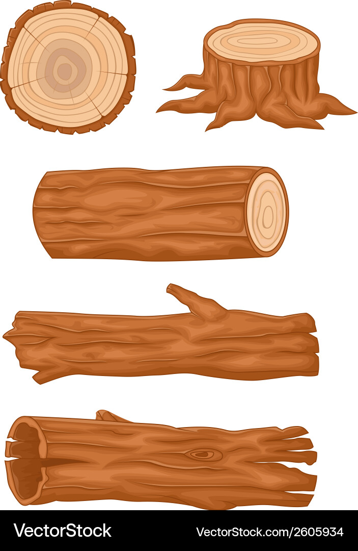 Cartoon wooden log collection Royalty Free Vector Image