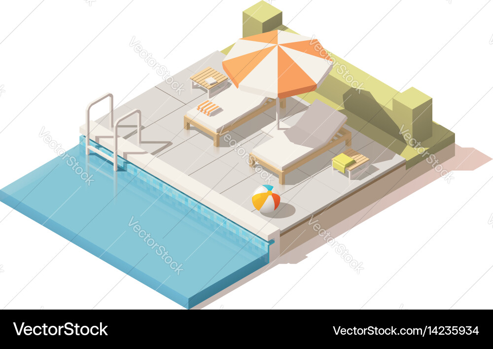 Isometric low poly swimming pool Royalty Free Vector Image