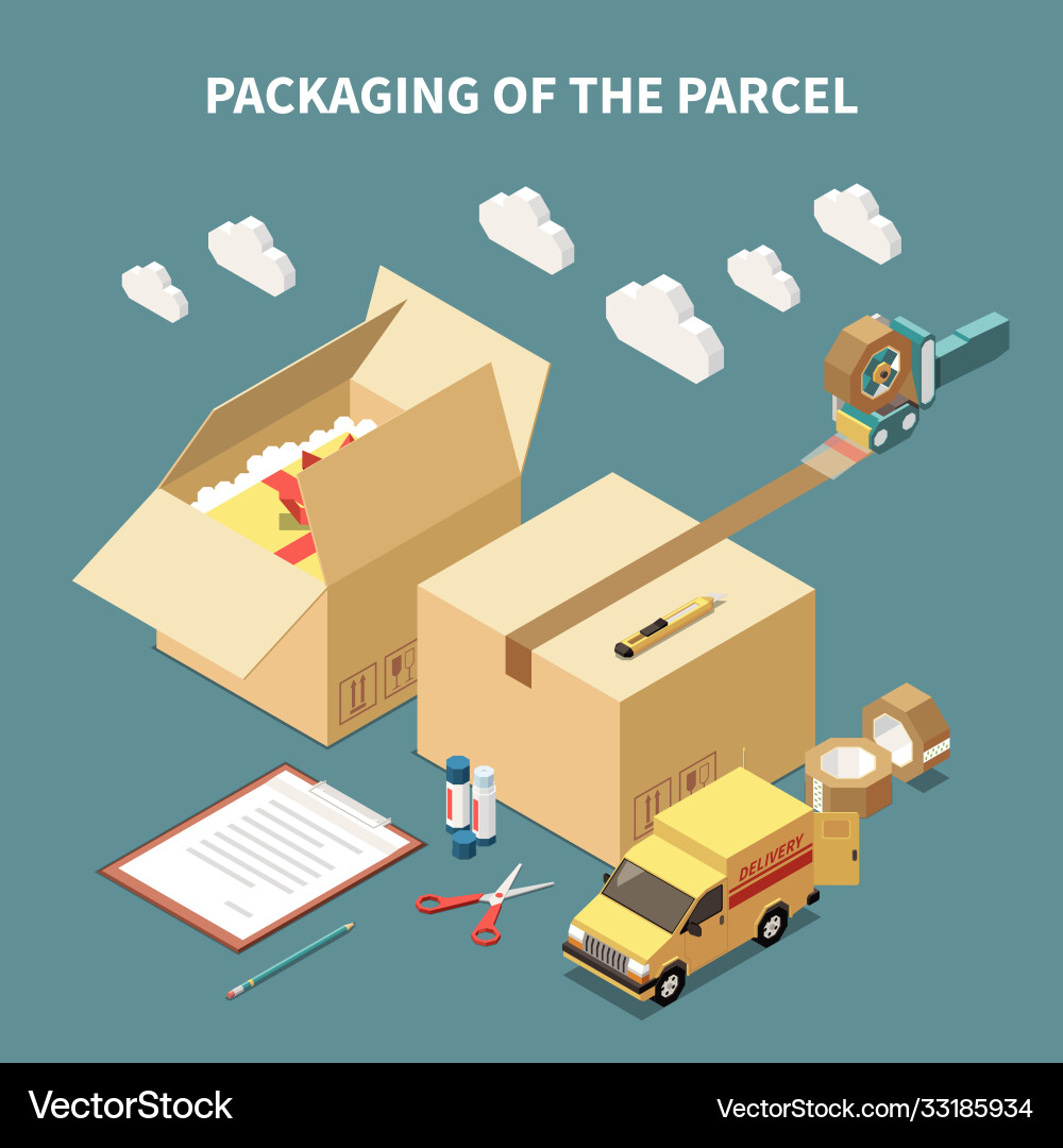 Parcel packaging concept Royalty Free Vector Image