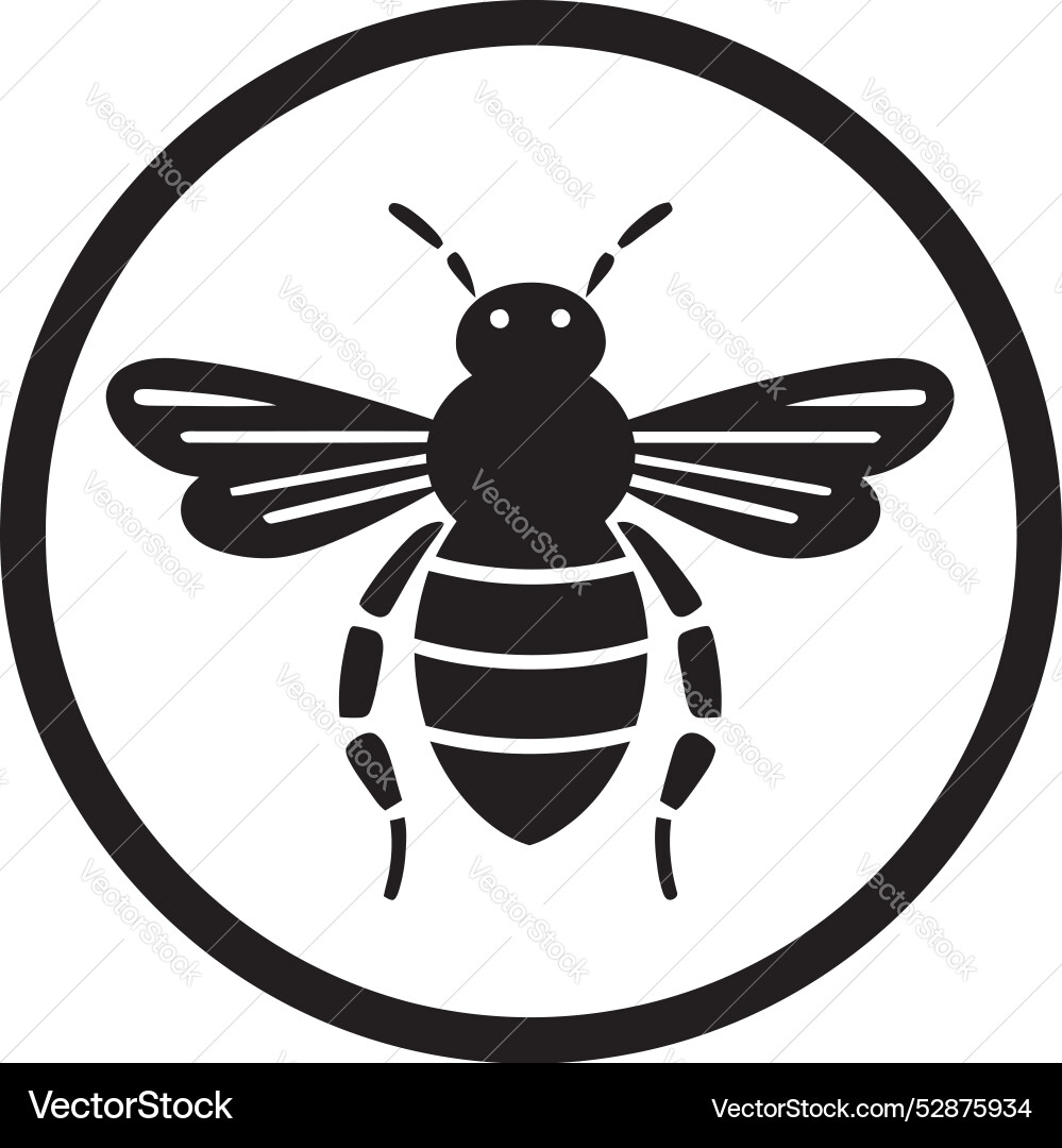 Pollinator bee logo honey face heraldry Royalty Free Vector