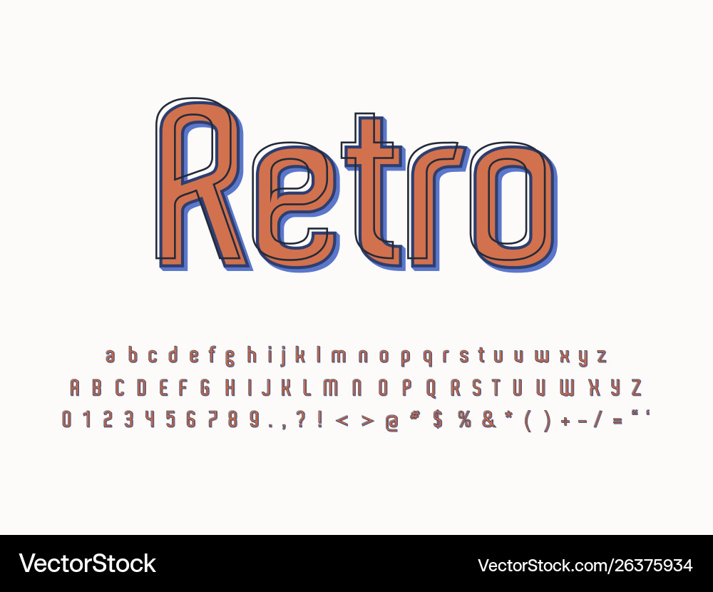 Retro font and alphabet stock Royalty Free Vector Image