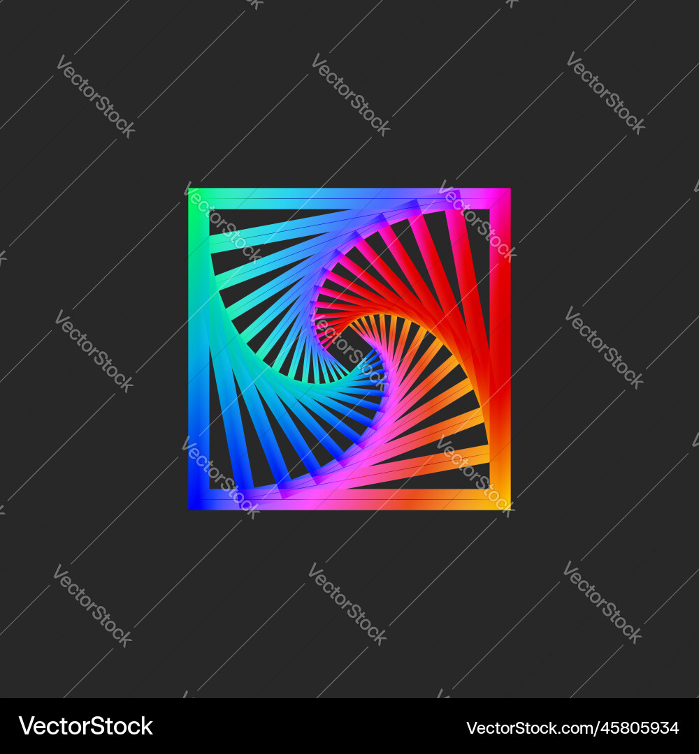 Square logo spiral perspective with twisting Vector Image